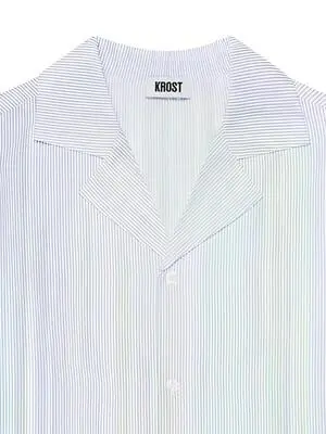 KROST Striped Camp-collar Shirt - Blue