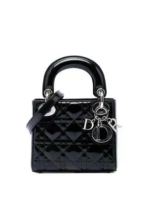 Dior 2015 Mini Patent Cannage Lady Satchel - Black
