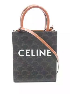 Celine 2000-2026 Mini Triomphe Coated Canvas Vertical Cabas Satchel - Brown