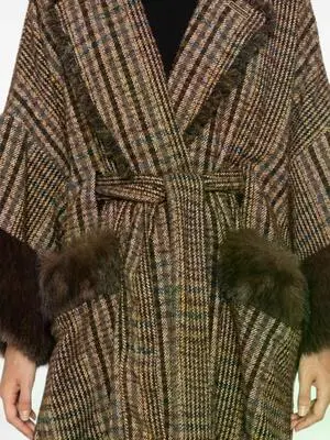 FRONT STREET 8 Check-pattern Faux-fur-trim Jacket