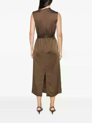 Brunello Cucinelli Belted Sleeveless Midi Dress