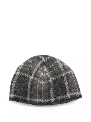Our Legacy Check-pattern Beanie Hat - Grey