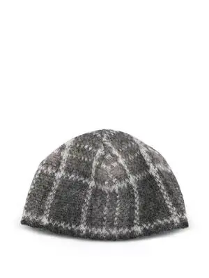 Our Legacy Check-pattern Beanie Hat - Grey