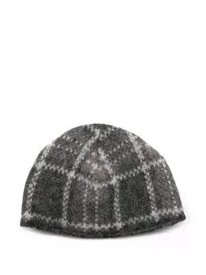 Our Legacy Check-pattern Beanie Hat - Grey