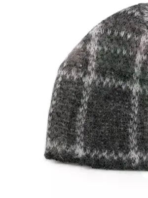 Our Legacy Check-pattern Beanie Hat - Grey