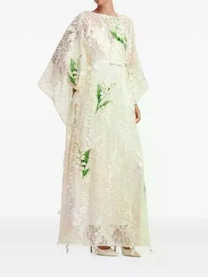 LEO LIN Willow Floral-embroidered Maxi Dress