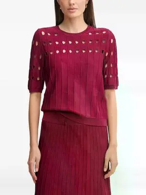 Dkny Cut-out Ribbed Sweater - Red