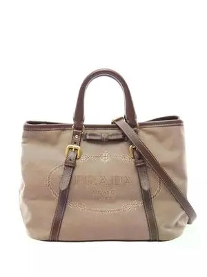Prada 2013-2026 Canvas Canapa Logo Bow Satchel