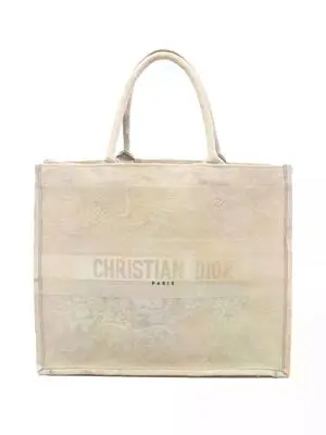 Dior 2000-2026 Large Canvas Embroidered Dioriviera Toile De Jouy Book Tote Bag - Neutrals