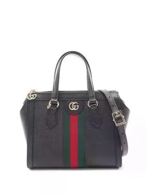 Gucci 2000-2015 Small Leather Web Ophidia Satchel - Black