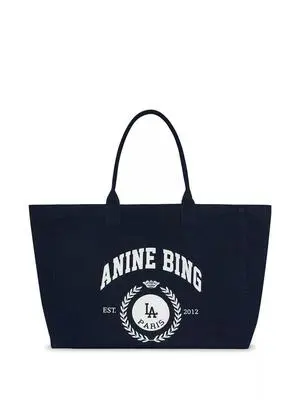 ANINE BING Cotton Canvas Collegiate Tote Bag