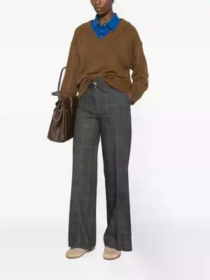 Sandro Colton Checked Wide-leg Trousers