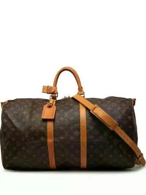 LOUIS VUITTON 1995 Monogram Keepall Bandouliere 55 Travel Bag - Brown