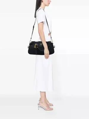 Prada 2010-2026 Soft Calf Trimmed Tessuto Satchel - Black