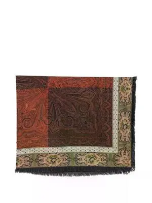 PIERRE-LOUIS MASCIA Paisley-print Fringed Scarf - Brown