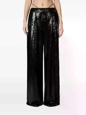 AMAZUIN Sequin-embroidered Wide-leg Trousers