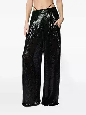 AMAZUIN Sequin-embroidered Wide-leg Trousers