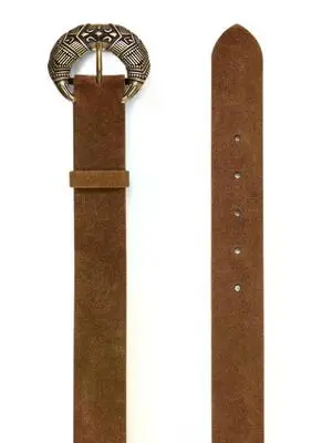 Ba&sh Engraved-buckle Suede Belt