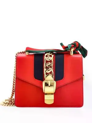 Gucci Sylvie Chain Shoulder Bag Leather Mini Cross Body Bag