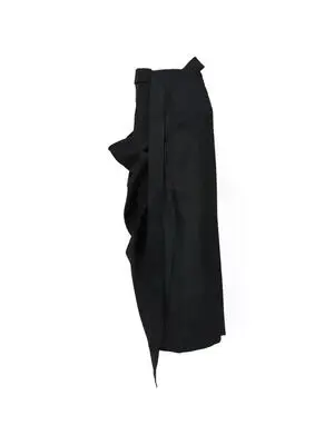 BOHEMSEO Draped-detail Midi Skirt - Black