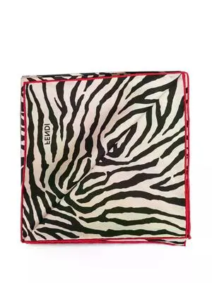 Fendi Silk Foulard With Tiger Animalier-print - Neutrals
