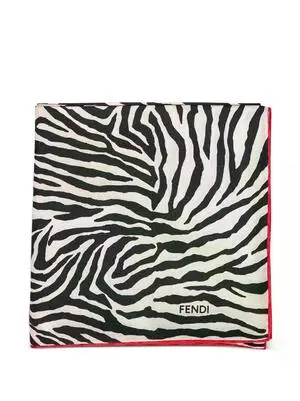 Fendi Silk Foulard With Tiger Animalier-print - Neutrals