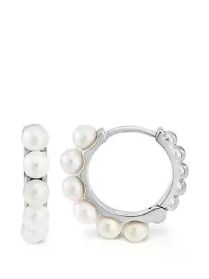 DOWER & HALL Medium Timeless Pearl Huggie Earrings - Silver