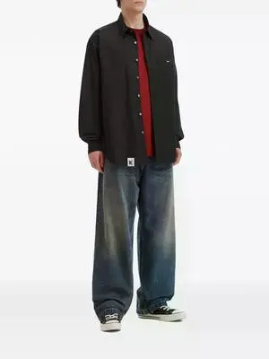 CHOCOOLATE Logo-patch Cotton Shirt - Black