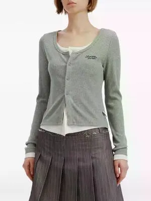 CHOCOOLATE Layered-effect Ribbed-knit Top