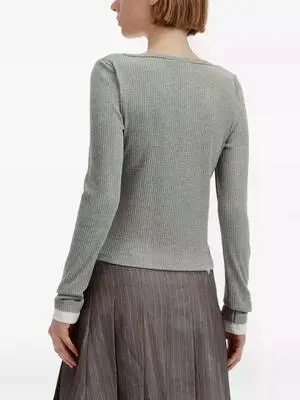 CHOCOOLATE Layered-effect Ribbed-knit Top
