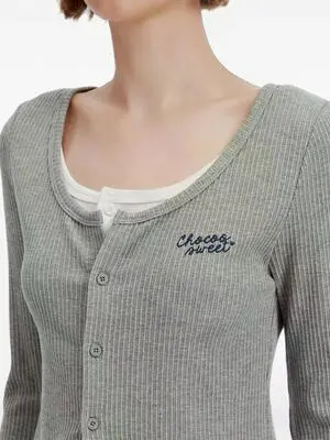 CHOCOOLATE Layered-effect Ribbed-knit Top