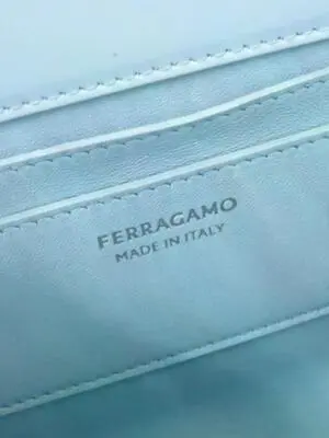FERRAGAMO Mini Brushed Calfskin Wanda Top Handle Bag Satchel - Blue