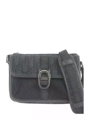 Dior Oblique Jacquard And Mesh Messenger Bag Crossbody Bag - Black