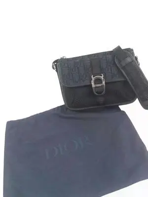 Dior Oblique Jacquard And Mesh Messenger Bag Crossbody Bag - Black