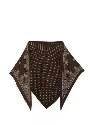 Destin Polka-dot Paisley-print Scarf - Brown