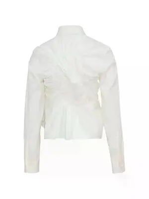 Y’s Gathered Asymmetric-hem Blouse - White