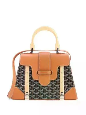 Goyard Saigon Top Handle Bag Coated Canvas With Leather Pm Satchel - Brown