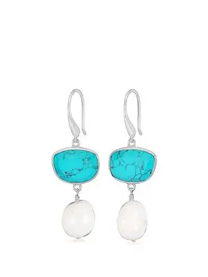 DOWER & HALL Turquoise Pebble Pearl Drop Earrings