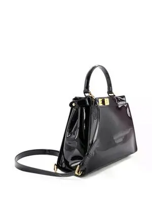 Fendi Peekaboo Bag Patent Regular Satchel - Black