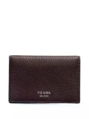 Prada Leather Card Holder - Brown