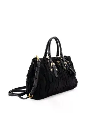 Prada Gaufre Convertible Leather And Tessuto Large Tote Bag