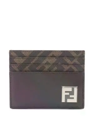 Fendi 2020s Ff Logo-plaque Card Case - Brown