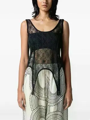 MULLER OF YOSHIOKUBO Crochet-knit Curved-hem Top - Neutrals