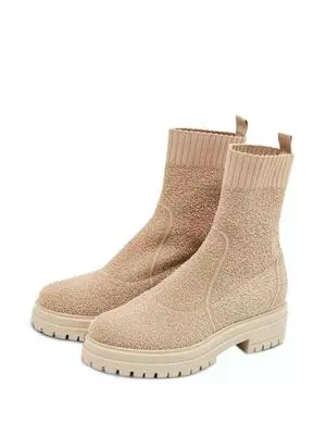 GIANVITO ROSSI Martis Ribbed Combat Boots - Neutrals