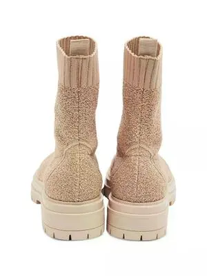 GIANVITO ROSSI Martis Ribbed Combat Boots - Neutrals