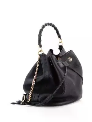 Gucci Miss Bamboo Leather Medium Bucket Bag - Black