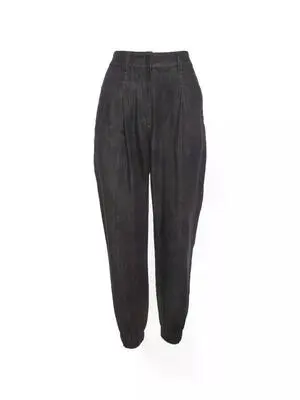 Brunello Cucinelli Dark Wash Cotton Pleated Jogger Jeans - Blue