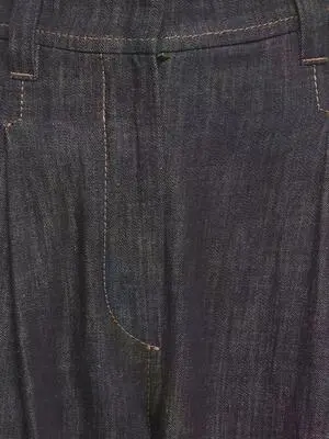 Brunello Cucinelli Dark Wash Cotton Pleated Jogger Jeans - Blue