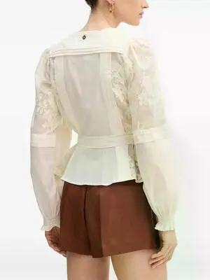 SILVIAN HEACH Lace-panelled Pleated Blouse
