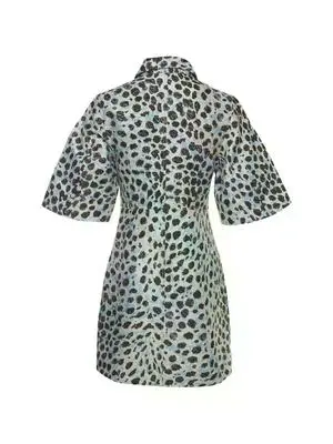 GANNI Leopard-print Collared Mini Dress